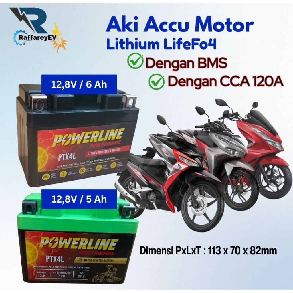 Jual Accu Aki Lithium LiFePo4 12V 6Ah/5Ah dengan BMS dan CCA 90A ...