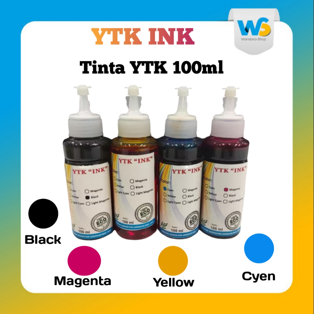 Jual TINTA YTK REFILL 100ML INK UNIVERSAL PRINTER CANON - EPSON - HP ...