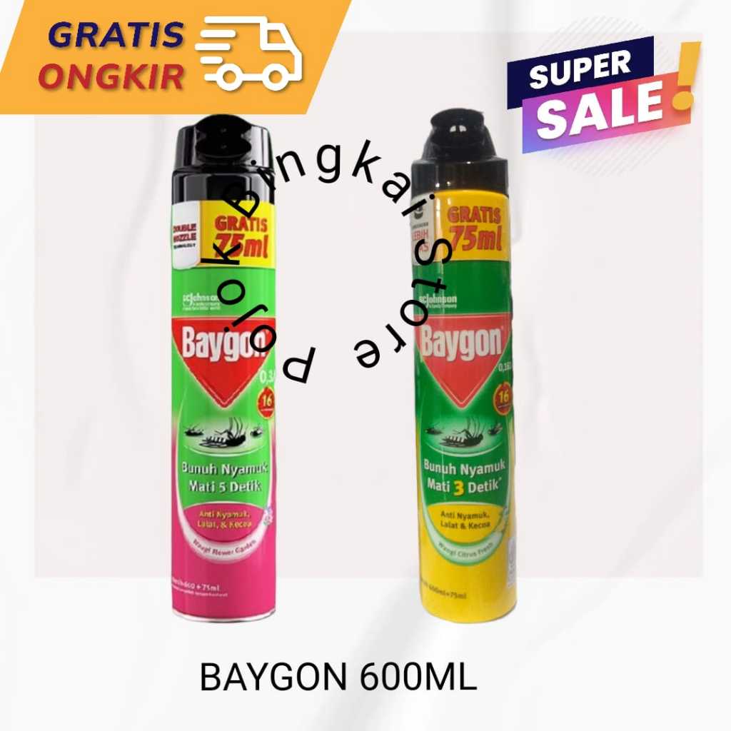 Jual Baygon Aerosol Anti Nyamuk Kecoa 600ml + 75ml Semprot Spray Promo ...