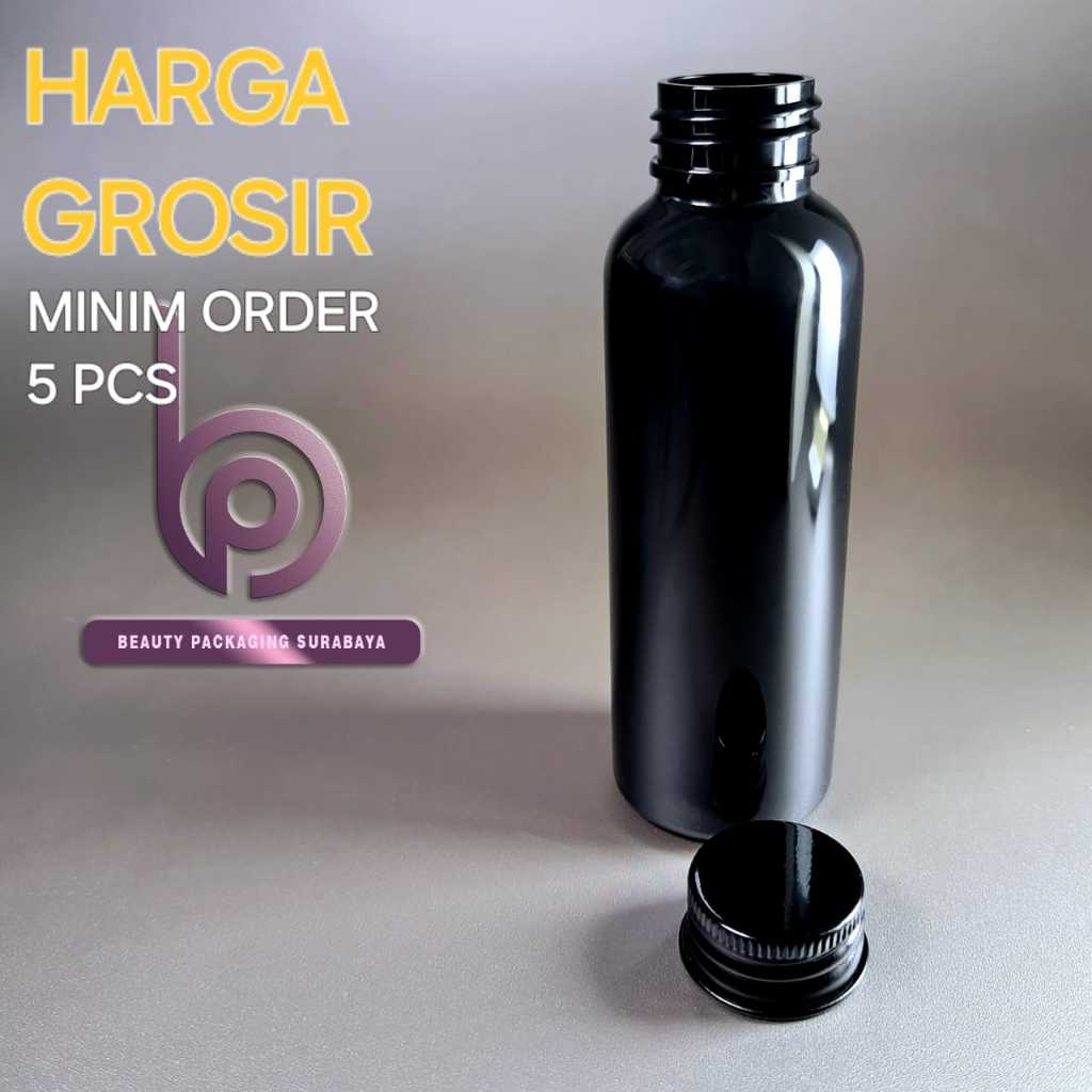 Jual Botol Plastik PET 100ml BR Hitam Tutup Ulir - MOQ 5 PCS | Shopee Indonesia