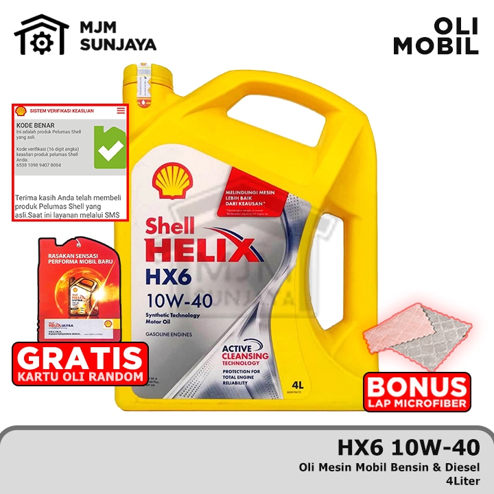 Jual Oli Mesin Shell Helix HX6 SAE 10W-40 4 Liter SCAN BARCODE Bensin ...