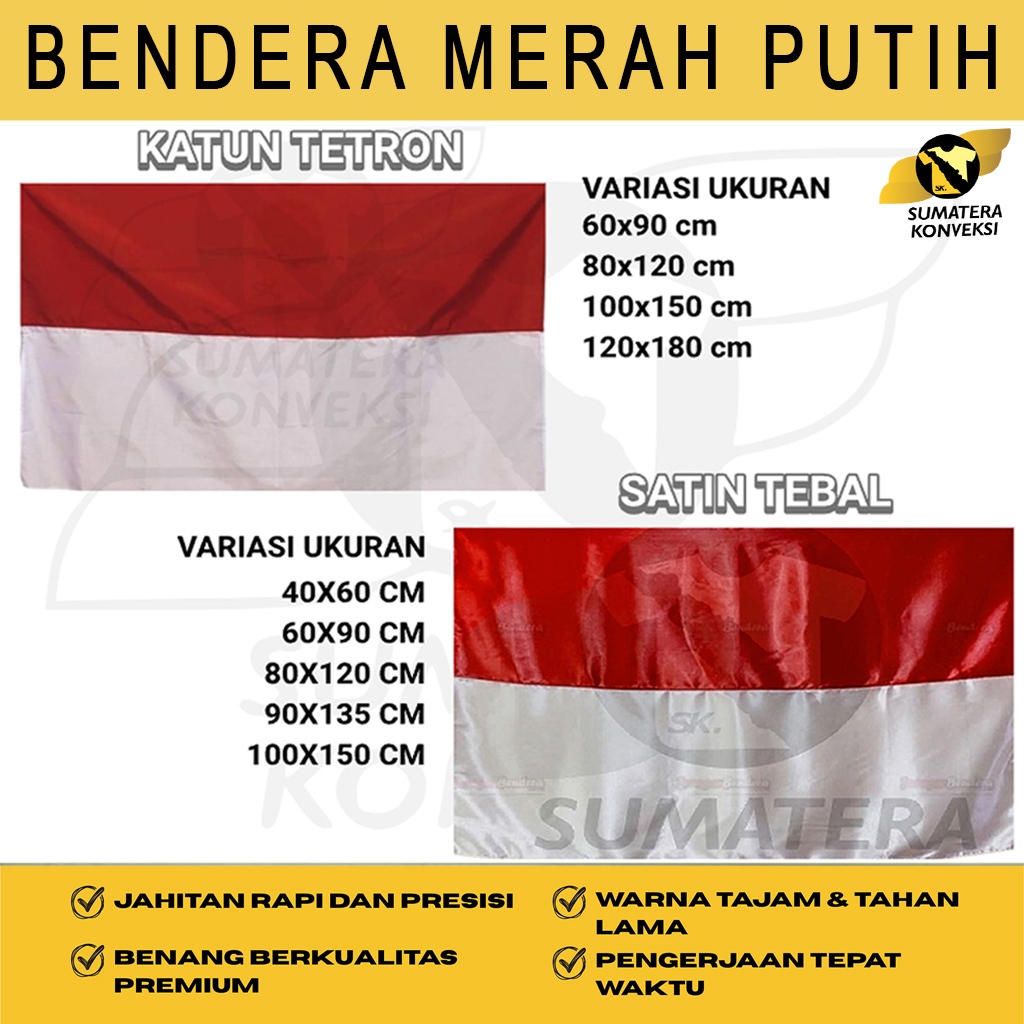 Jual Bendera Merah Putih Kain Katun Tetron Tebal Dan Satin Abutai - BENDERA REPUBLIK INDONESIA ...