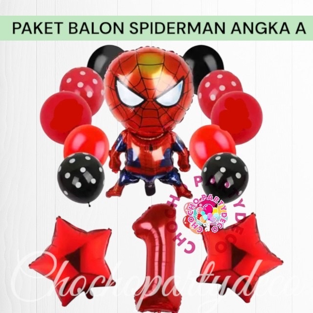 Jual Paket Balon SPIDERMAN Angka A / Dekorasi Ulang Tahun Spiderman ...