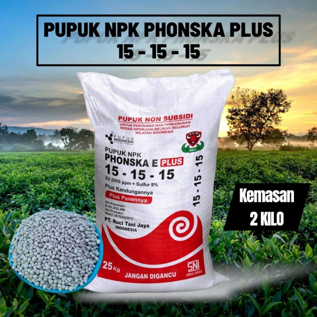 Jual pupuk NPK Phonska Plus 15 15 15 kemasan repack 2 Kg - pupuk buah - pupuk pembuahan buah dan ...