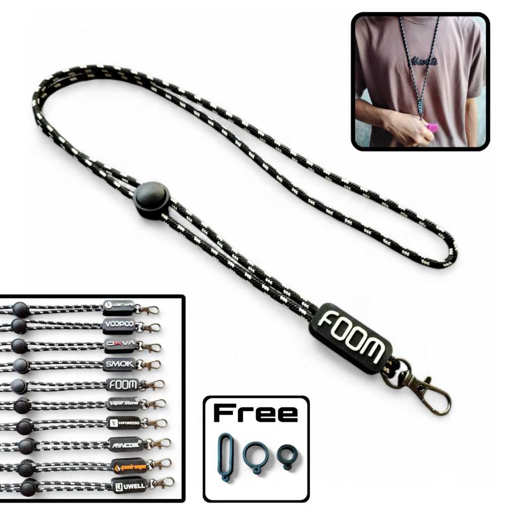 Jual Lanyard Tali Hitam Putih Gantungan Multifungsi Karet Tulisan Tebal ...