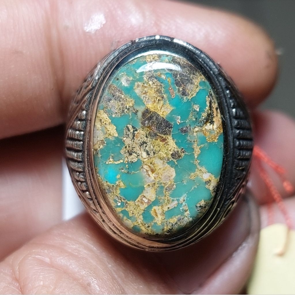 Jual Pirus persia Natural hijau urat emas 20×14×7 mm | Shopee Indonesia