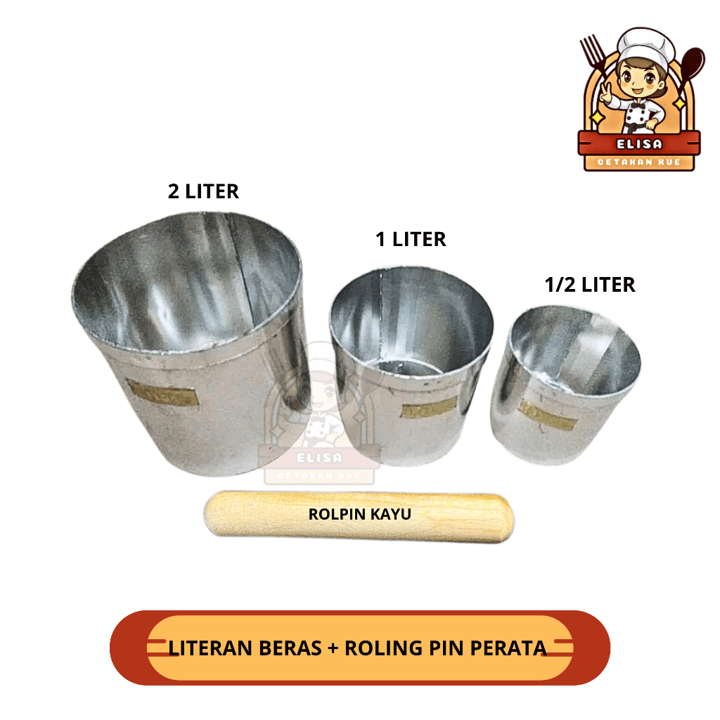 Jual Literan Takaran Beras + Perata kayu Ukuran 1/2Liter 1Liter 2Liter ...
