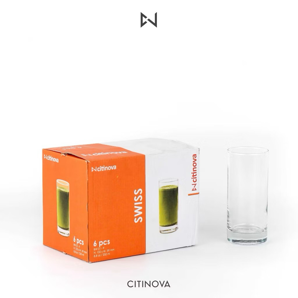 Jual Set 6 Pcs Gelas Swiss Citinova 250 ml - Gelas Kaca - Gelas Welcome ...