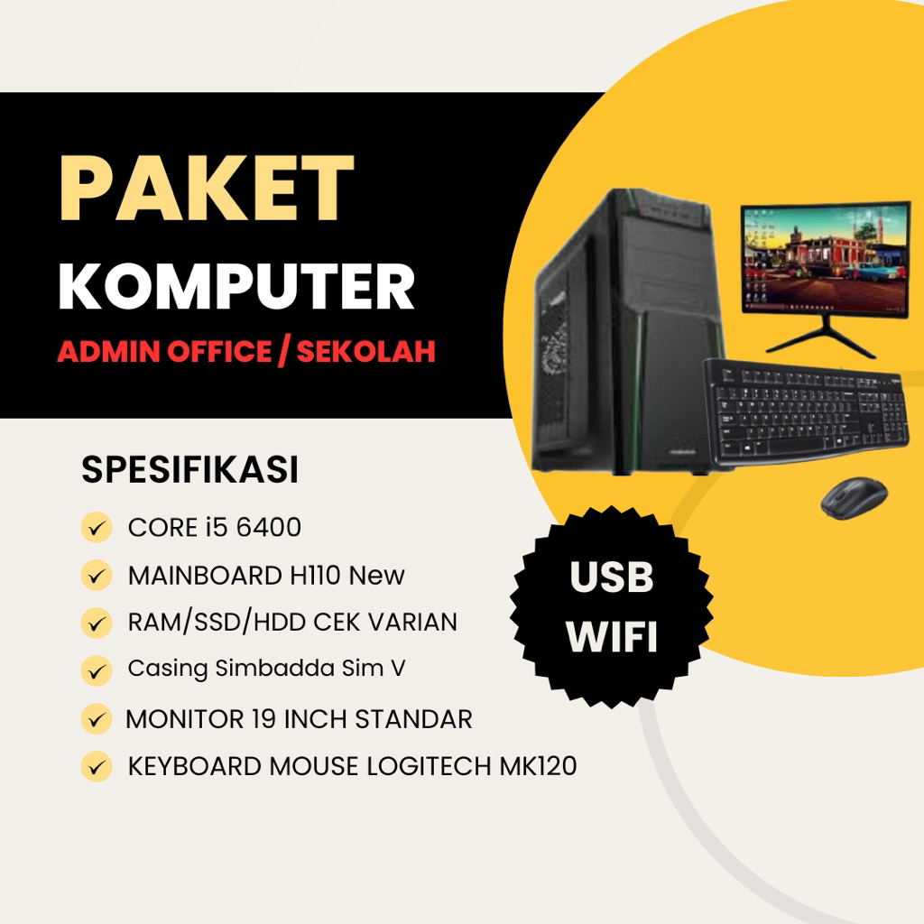 Jual PAKET PC CPU KOMPUTER RAKITAN CORE I5 GEN 6400 MOTHERBOARD H110 CASING SIMBADDA SIM V LED ...
