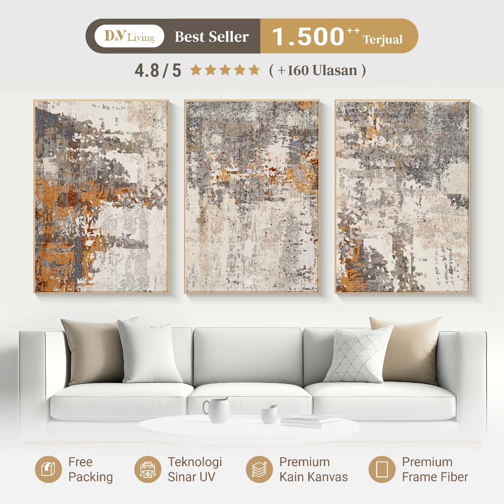 Jual Hiasan Dinding Ruang Tamu Minimalis 80x57cm &40x57cm Canvas ...