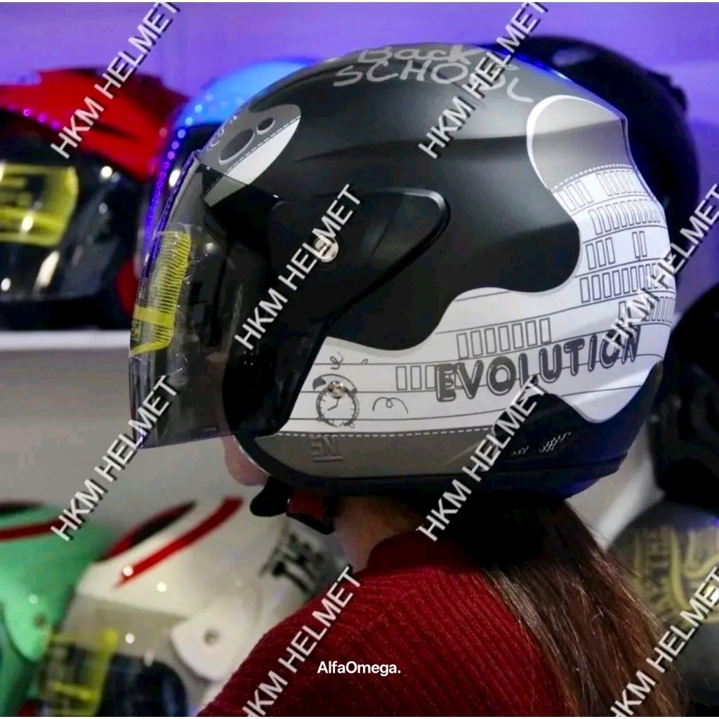 Jual HELM EVO MOTIF KEKINIAN EVO MOTIF BACK TO SCHOOL DEWASA FULL LEHER ...