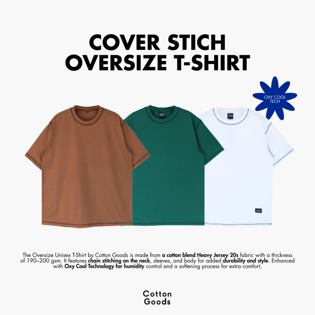 Jual Cotton Goods Kaos Oversize Jahitan Rantai 20s Tebal Adem Nyaman ...