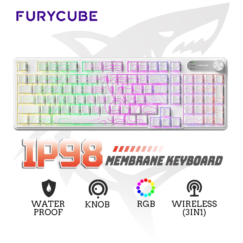 Jual FURYCUBE IP98 PRO Membrane Keyboard Triple Mode RGB Backlit Knob ...