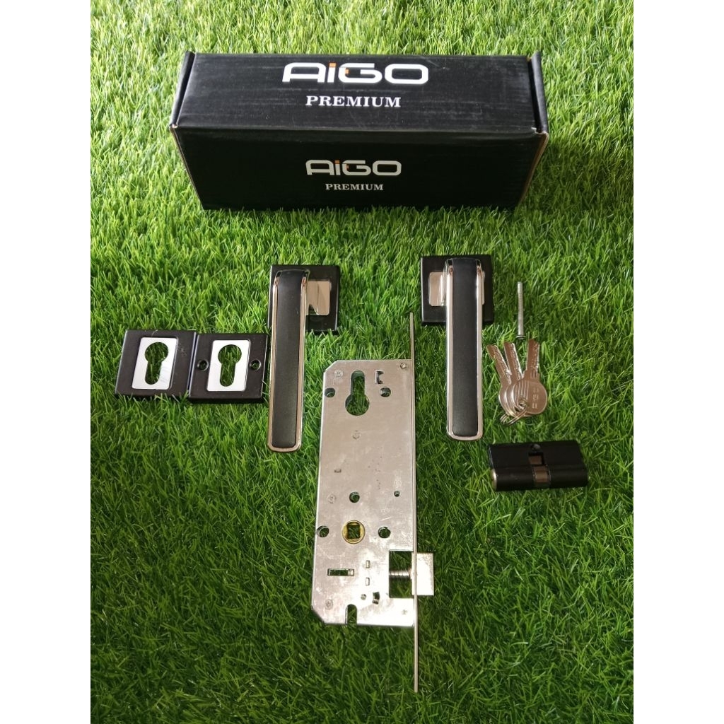 Jual Handle kunci pintu pisah hotel set komplit black hitam premium ...