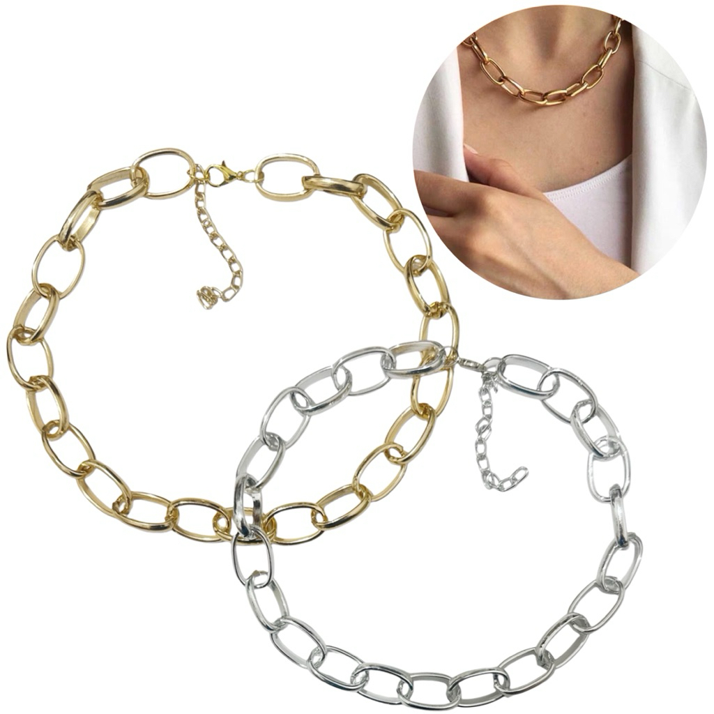 Jual Kalung Rantai Oval Besar Tebal Bold Chain Necklace Retro | Shopee ...