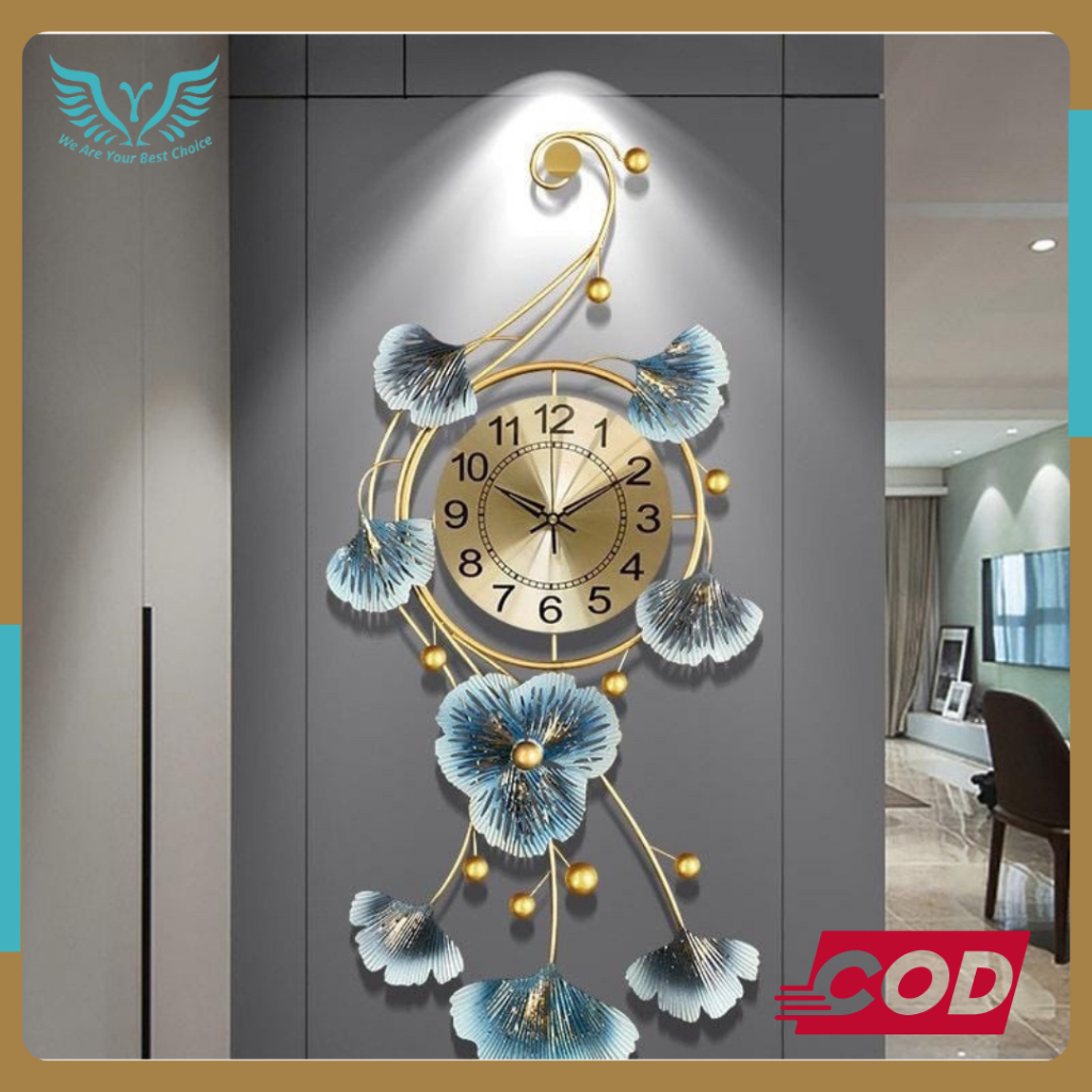 Jual Jam Dinding motif bunga mewah Ruang Tamu, Ruang Makan ,Jam Mewah ...