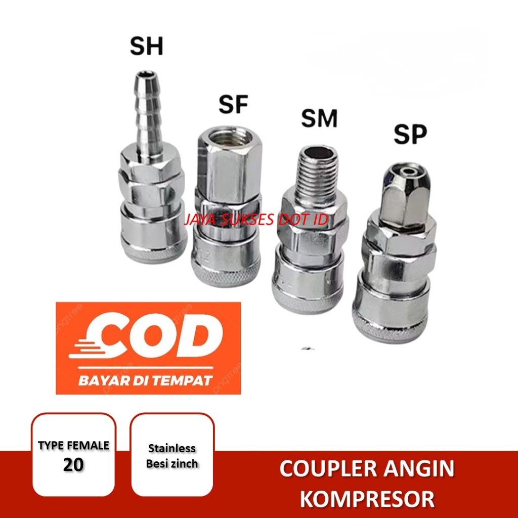Jual COUPLER FEMALE KOPLER QUICK COUPLING SAMBUNGAN ANGIN KOMPRESOR ...