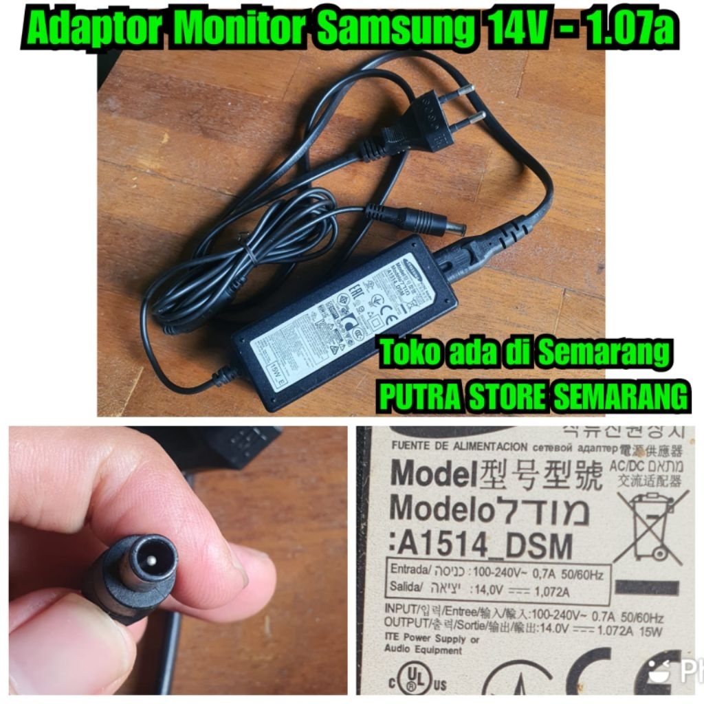 Jual Adaptor monitor samsung 14V - 1.07a power listrik monitor samsung ...