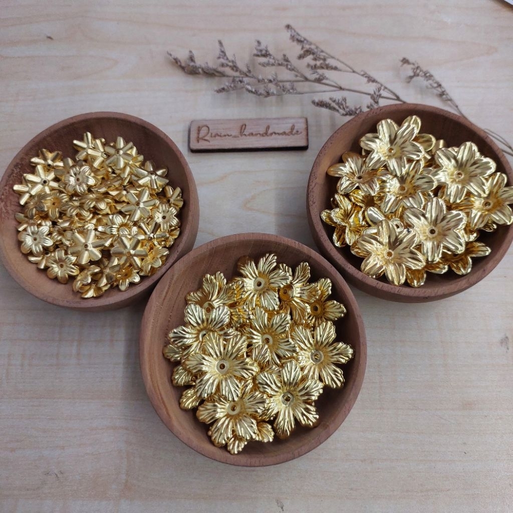 Jual Mote manik bunga emas/ kelopak bunga emas | Shopee Indonesia