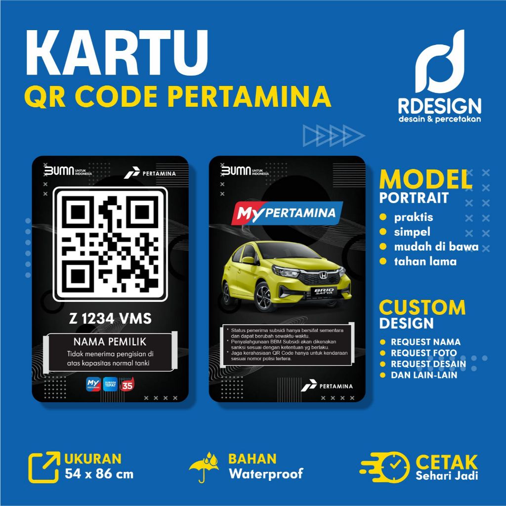 Jual KARTU QR CODE MY PERTAMINA EDISI PORTRAIT DESAIN PUTIH MINIMALIS ...