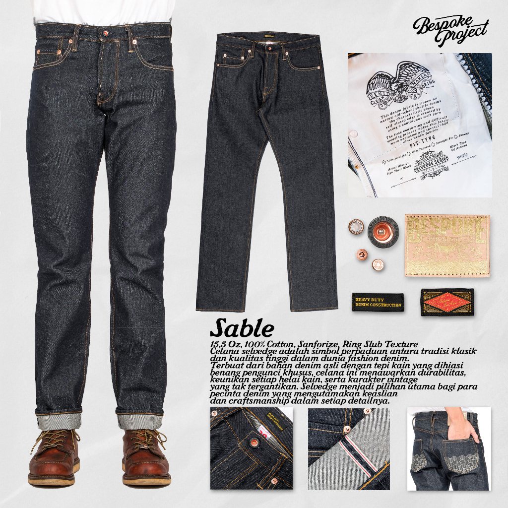 Jual Bespoke Project - Celana Jeans Sable Raw Denim Selvedge 15.5oz ...