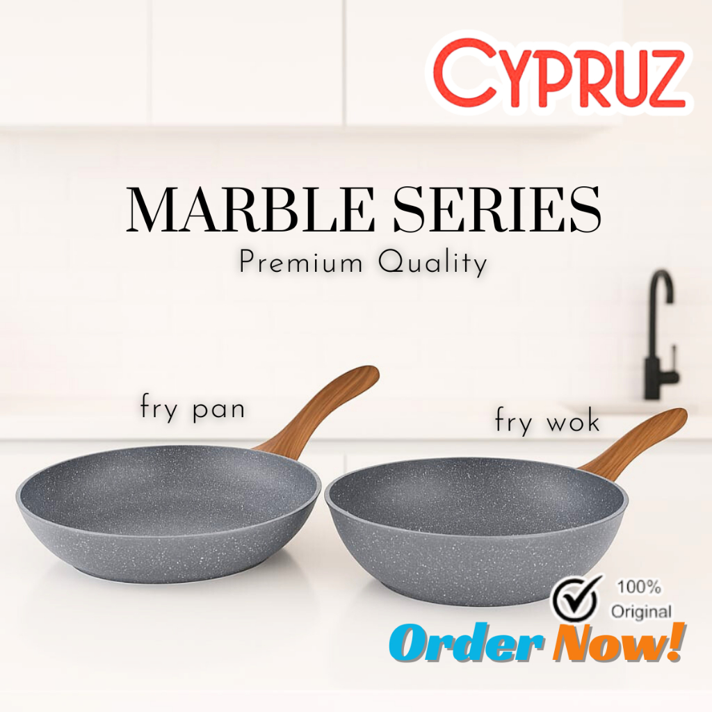 Jual Cypruz cookware marble fry pan teflon anti lengket fry wok wajan ...