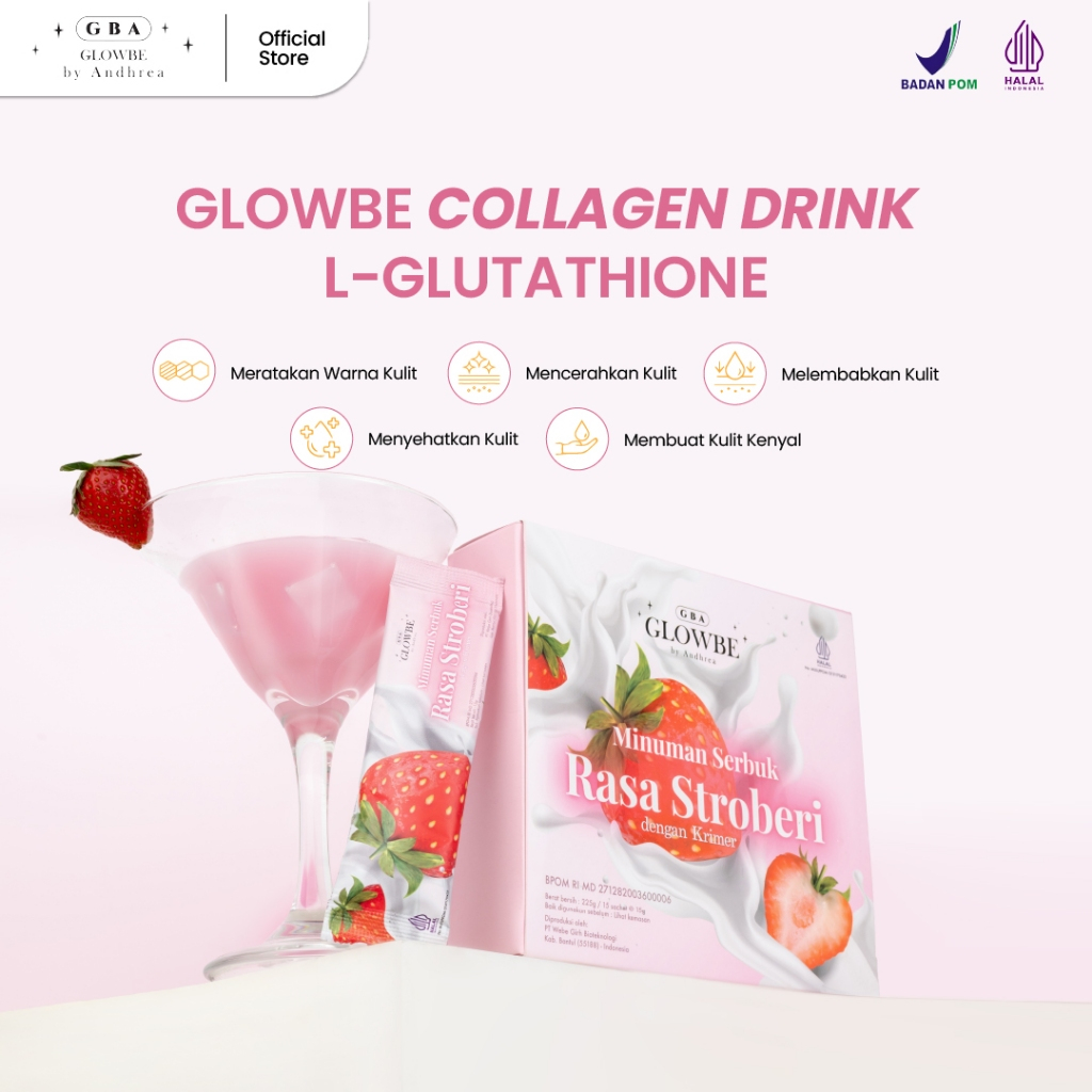 Jual GBA Glowbe Collagen Drink With L-Glutathione | Minuman Kolagen Rasa Susu Stroberi | Shopee ...