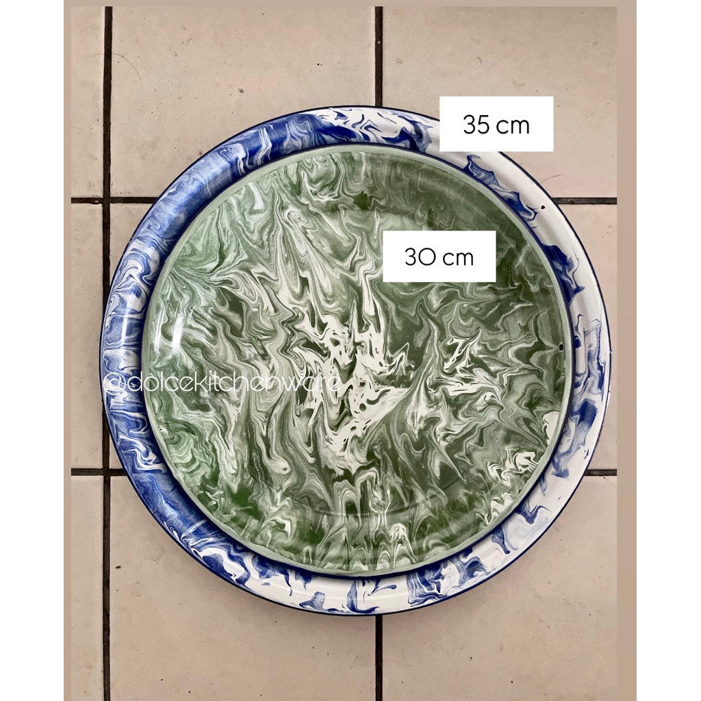 Jual Baki Nampan Saji Piring Nasi Besar Blirik Lurik Enamel Seng Kaleng ...