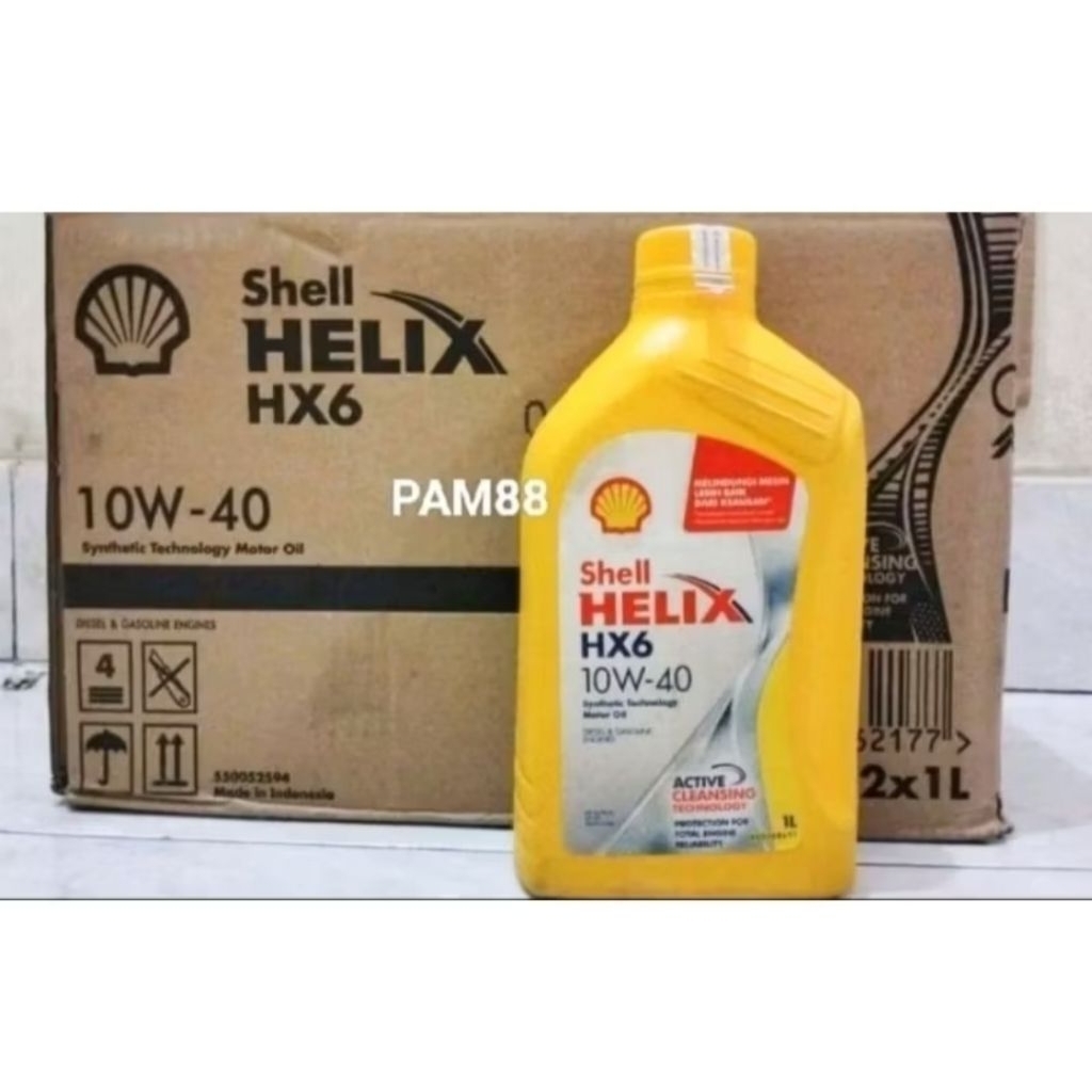 Jual Oli Shell helix Hx6..1 liter ( kuning ) 10 W - 40..1 dus = 12 btl ...
