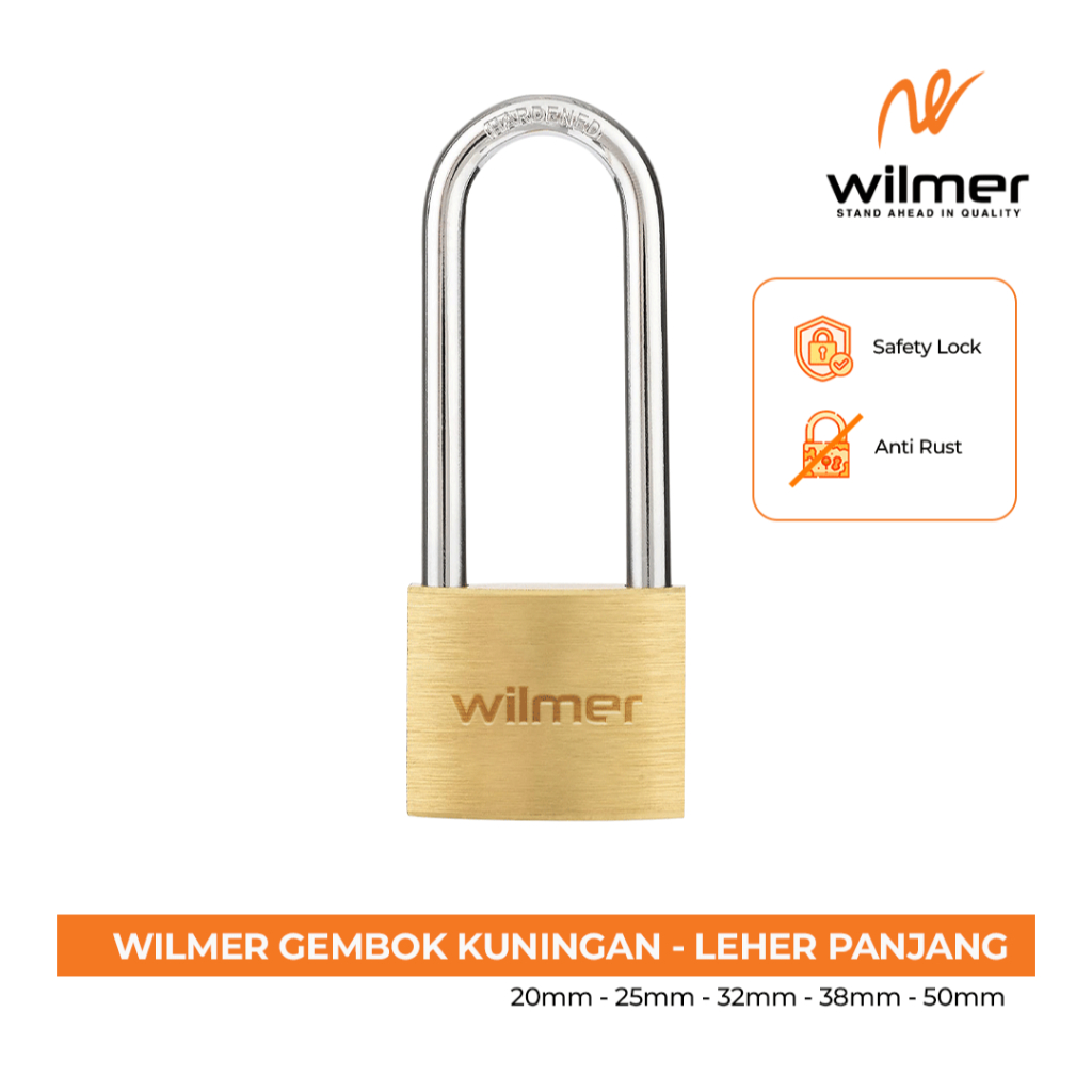 Jual WILMER Gembok Kuning Leher Panjang - Gembok Kuningan Panjang ...