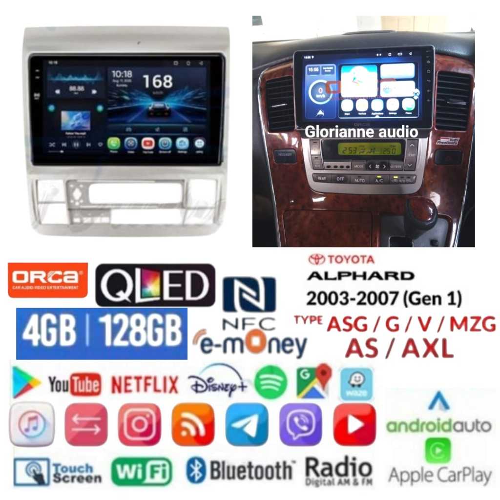 Jual Head Unit Android ORCA RAM 4/128GB Toyota Alphard Gen 1 2002 ...
