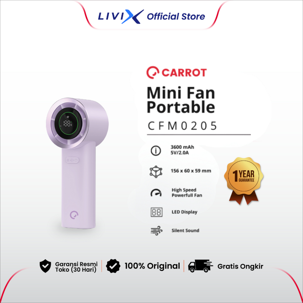 Jual Livix e-Store CARROT Mini Fan Kipas Angin Portable CFM0205 3600 ...