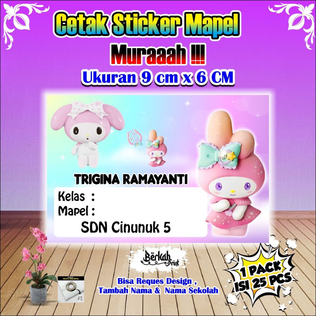 Jual Sticker Mapel / Sticker Mata Pelajaran Custom Ukuran 9 cm x 6 cm ...