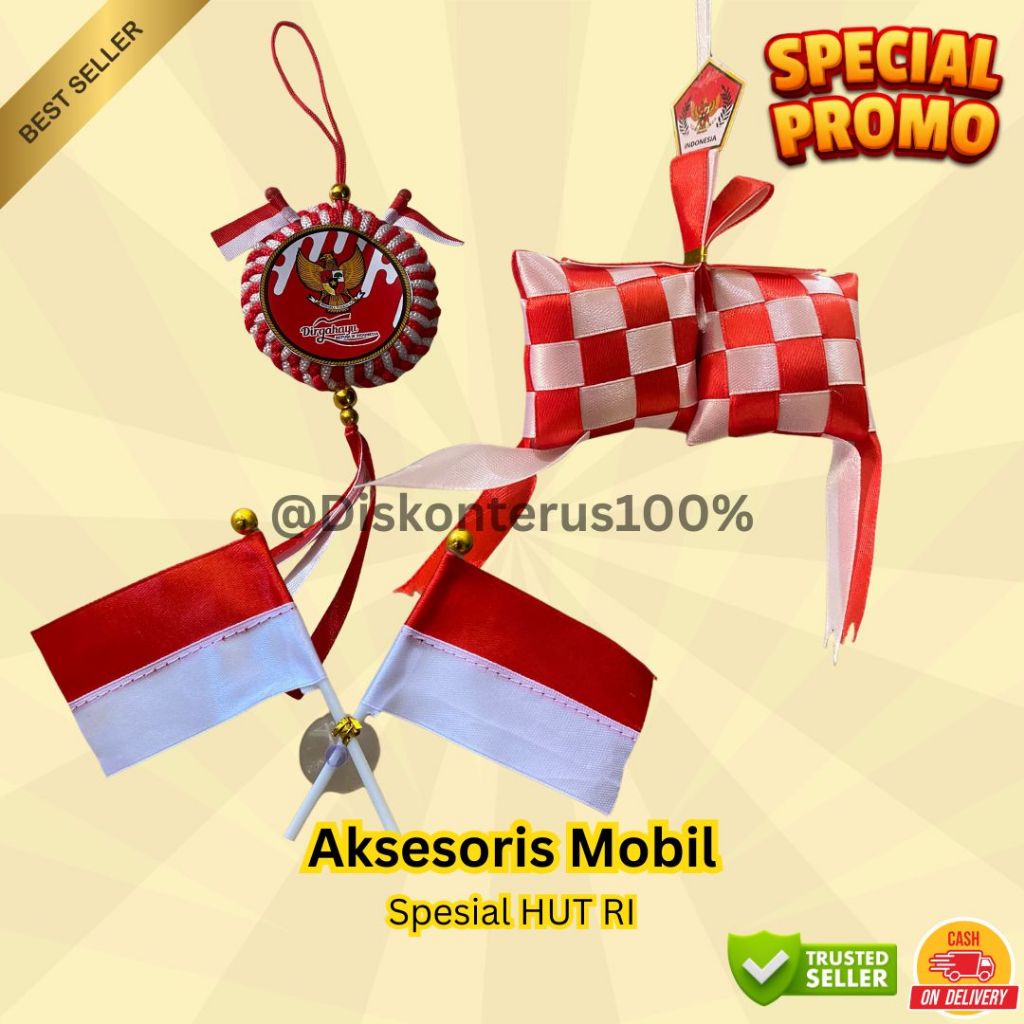 Jual GANTUNGAN MOBIL Dekorasi 17 agustus / Hiasan merah putih ...