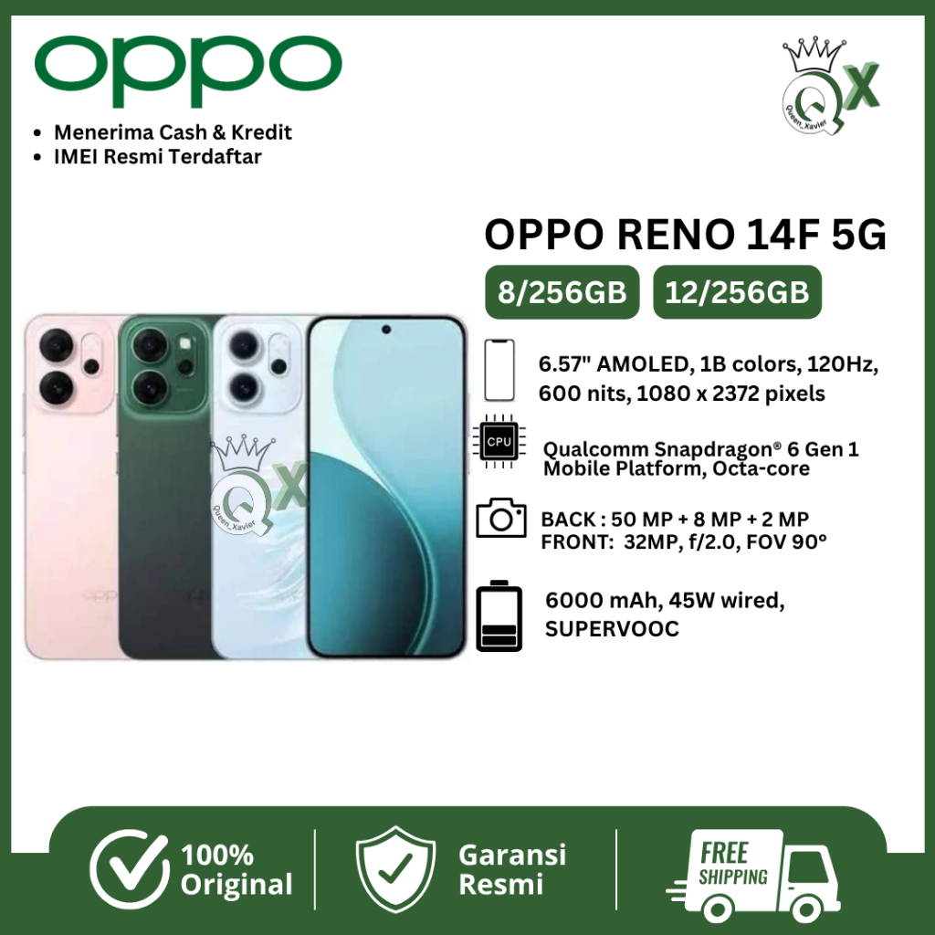 Jual OPPO RENO 14F 5G RAM 8/256GB 12/256GB GARANSI RESMI 12 BULAN ...