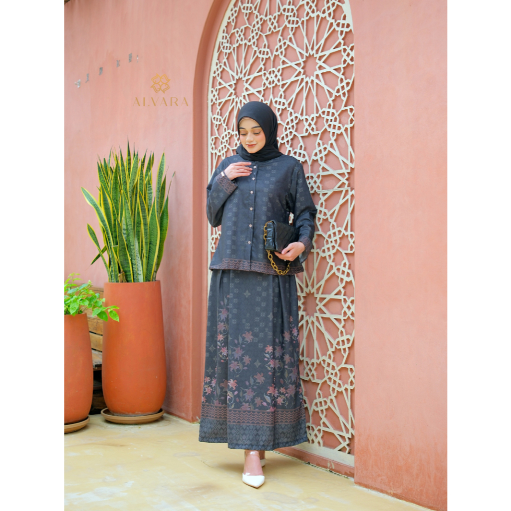 Jual One Set Rok Motif Snowy Premium Setelan Wanita Busui Terbaru Atasan Big Size Jumbo ALVARA ...