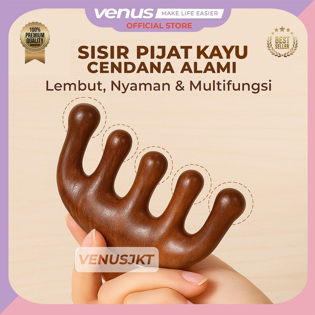 Jual VENUSJKT - Sisir Pijat Kepala & Rambut Sisir Kayu Cendana Gigi ...