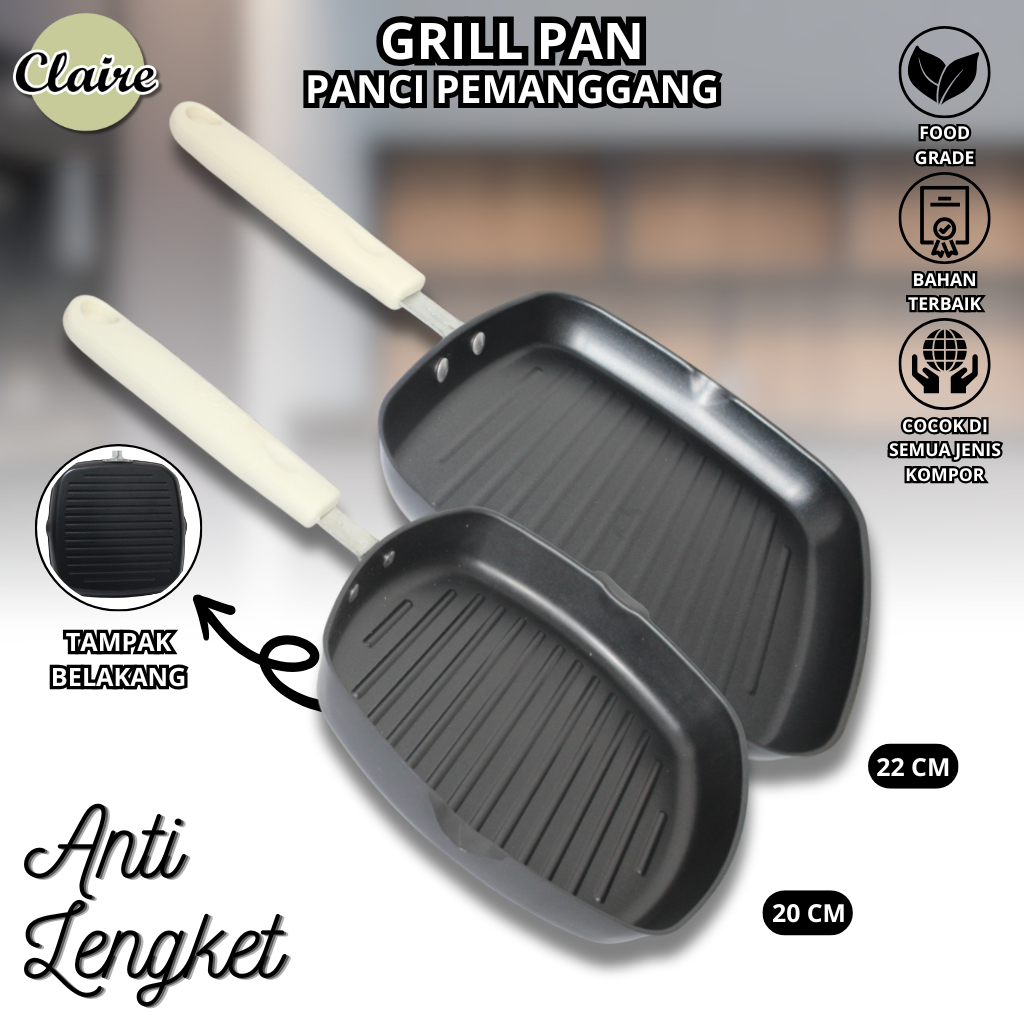 Jual [Claire] Grill Pan / Panci Pemanggang / Anti Lengket / 2 Pilihan ...