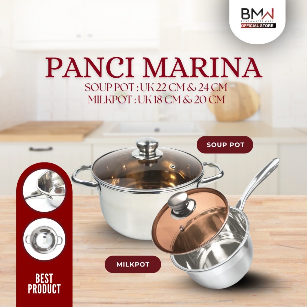 Jual BMW Kitchenware - Panci Sup Stainless Steel Tebal Premium Quality ...