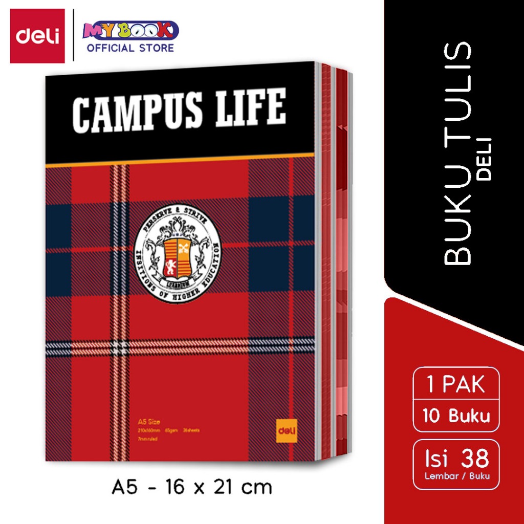 Jual Deli Buku Tulis Sekolah A5 38 Lembar Campus Life - 10 buku (1 pak ...