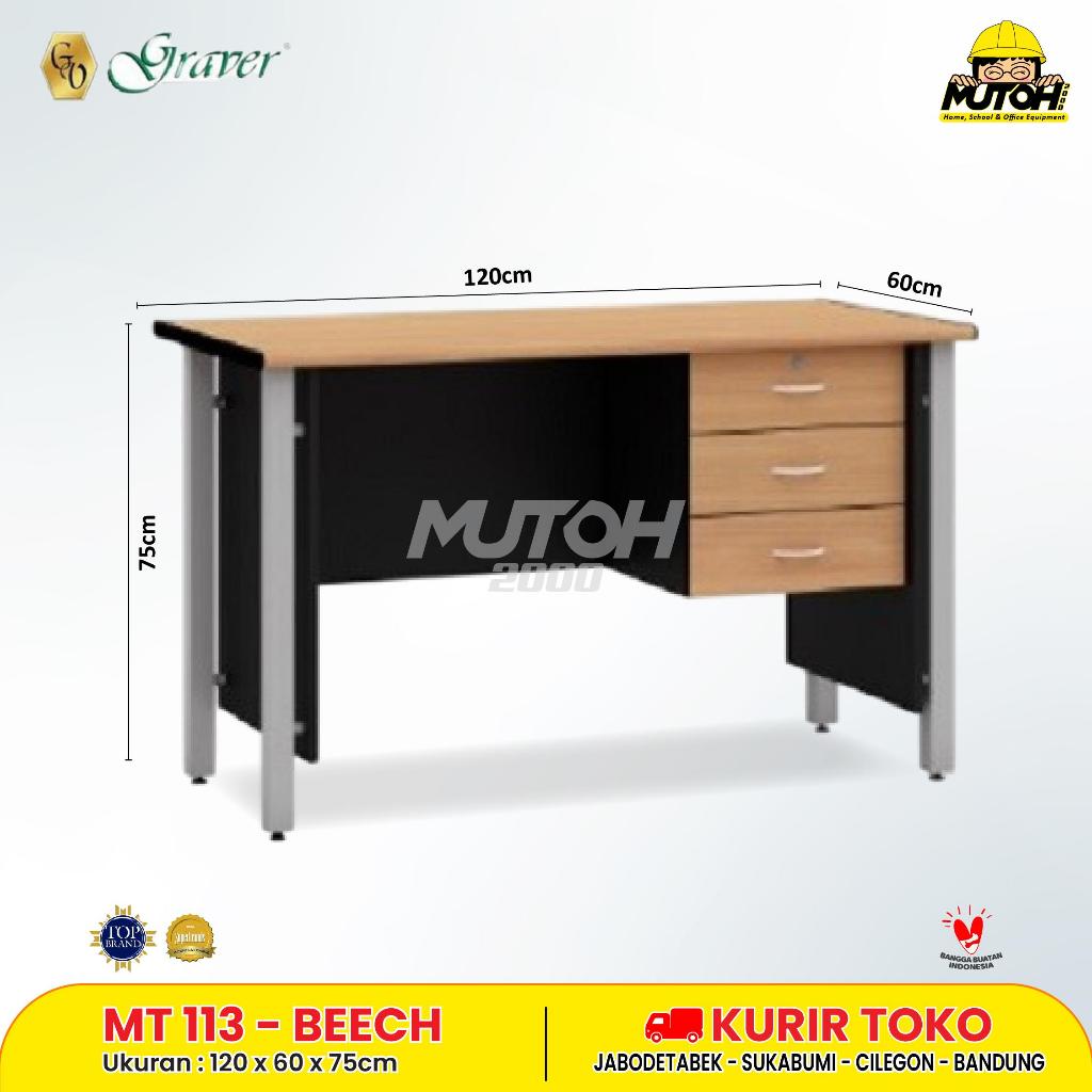 Jual Meja POPULAR MT-113 Beech meja kerja meja tulis 1/2 Biro kaki besi ...