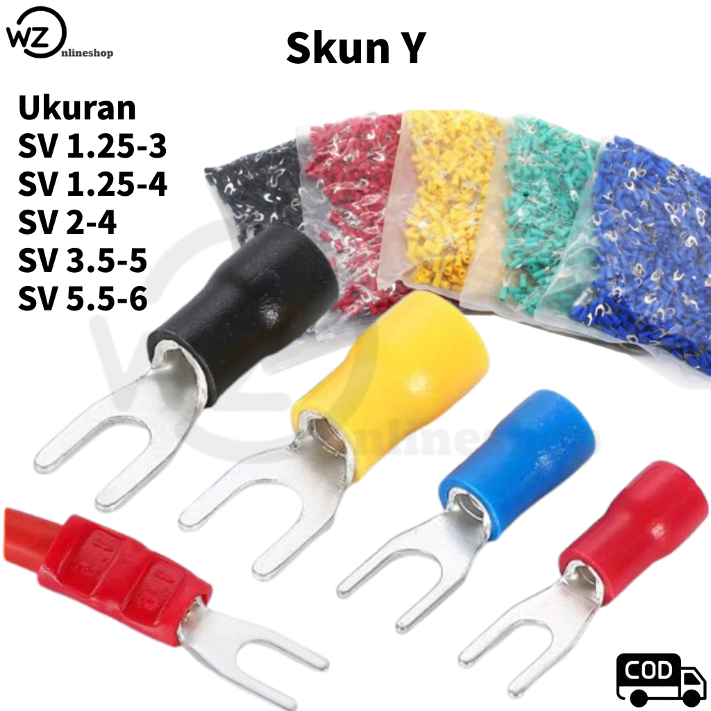 Jual SKUN KABEL Y 1 PACK ISI 100PCS Sekun Garpu Scun Fork Skun Lugs | Shopee Indonesia