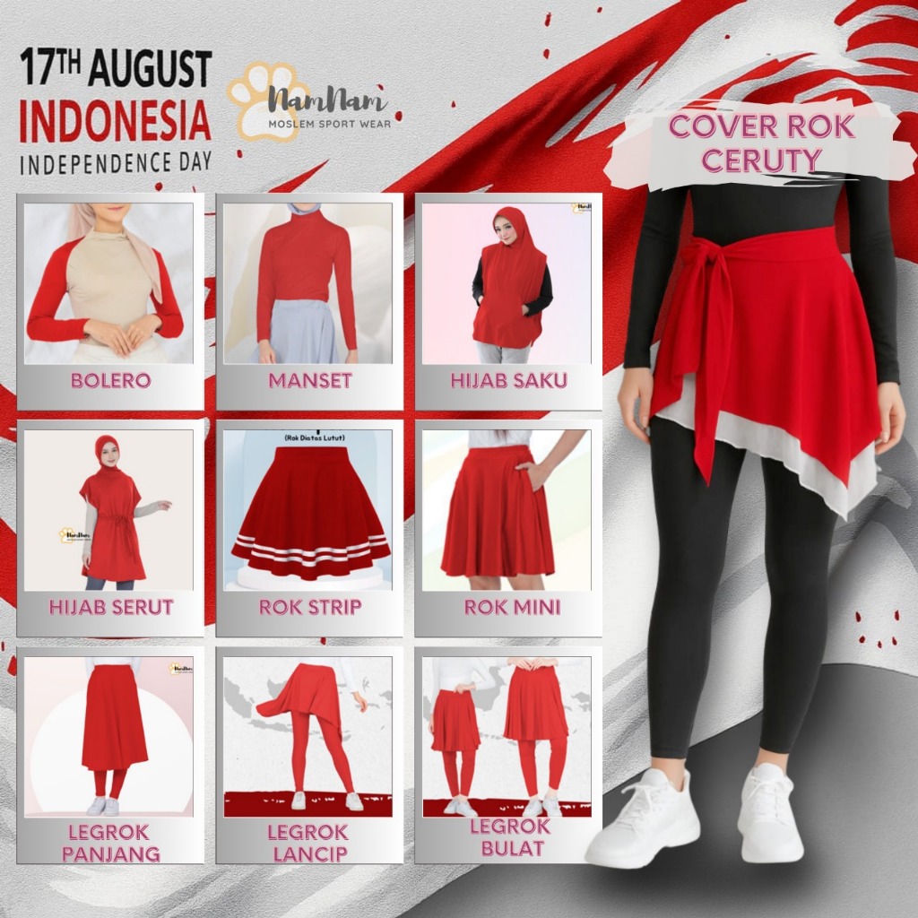 Jual PAKAIAN OLAHRAGA WANITA MERAH PUTIH SERIES AGUSTUSAN 17AN ...