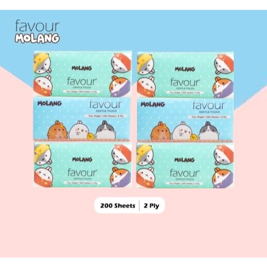 Jual ( PAKET 6 pcs ) Tisu Favour 200 Sheets 2ply Motif Molang lucu ...