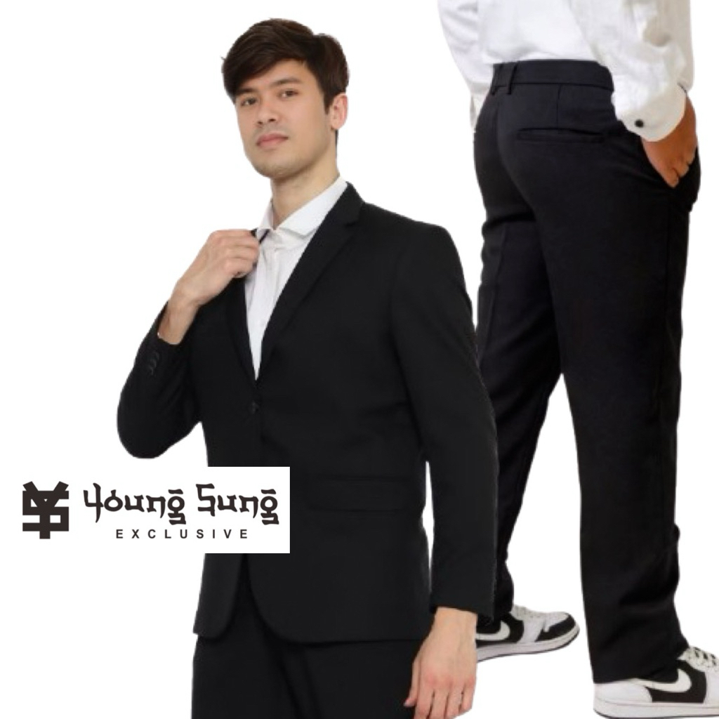 Jual 𝐘𝐨𝐮𝐧𝐠𝐬𝐮𝐧𝐠 𝐄𝐱𝐜𝐥𝐮𝐬𝐢𝐯𝐞 - Setelan Jas Blazer Pria Hitam Slim Fit Kancing 2 Wisuda Plus Celana ...