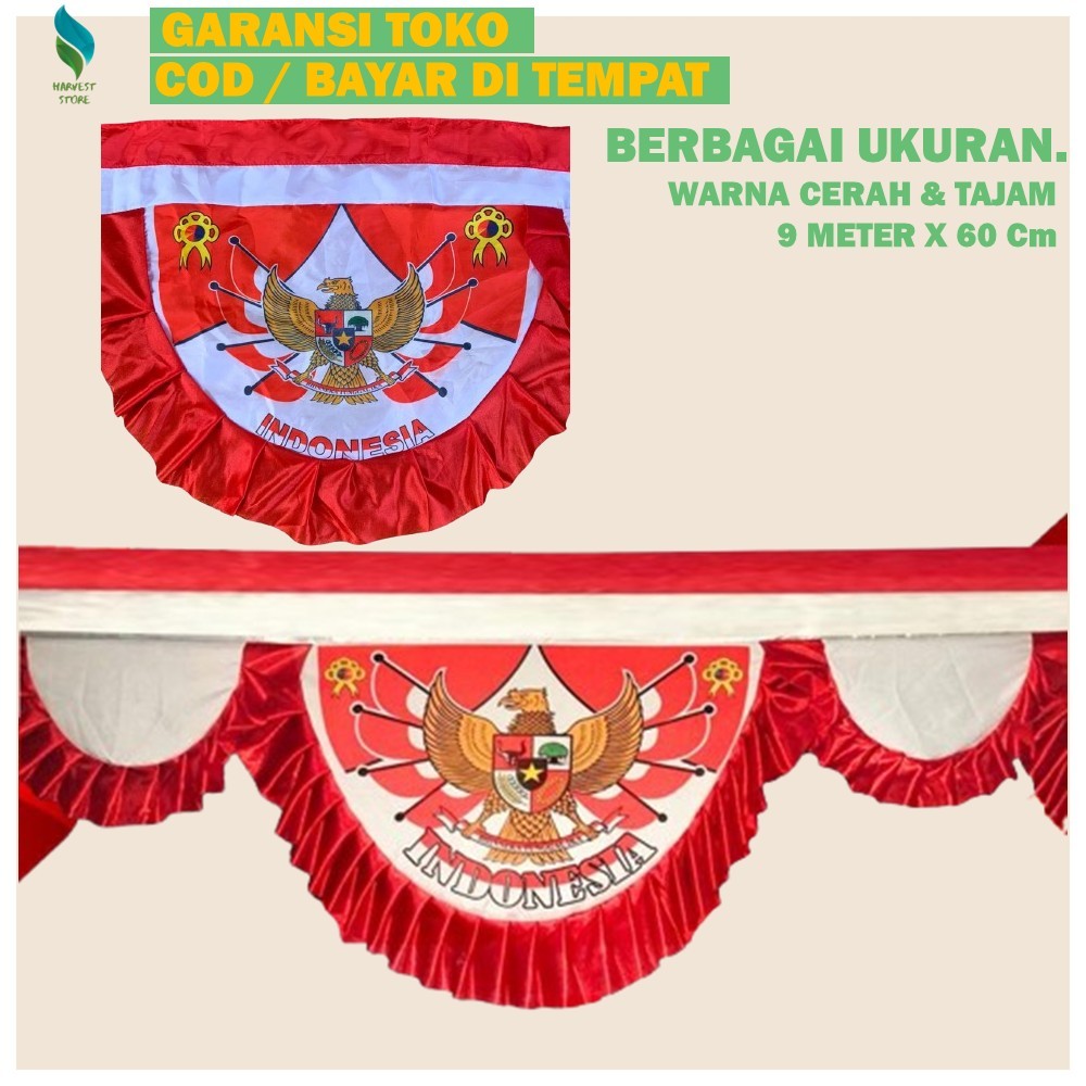 Jual Backdrop Dekorasi Garuda Umbul Umbul 17 Agustus 4 Meter 5 meter Umbul Umbul Merah Putih ...