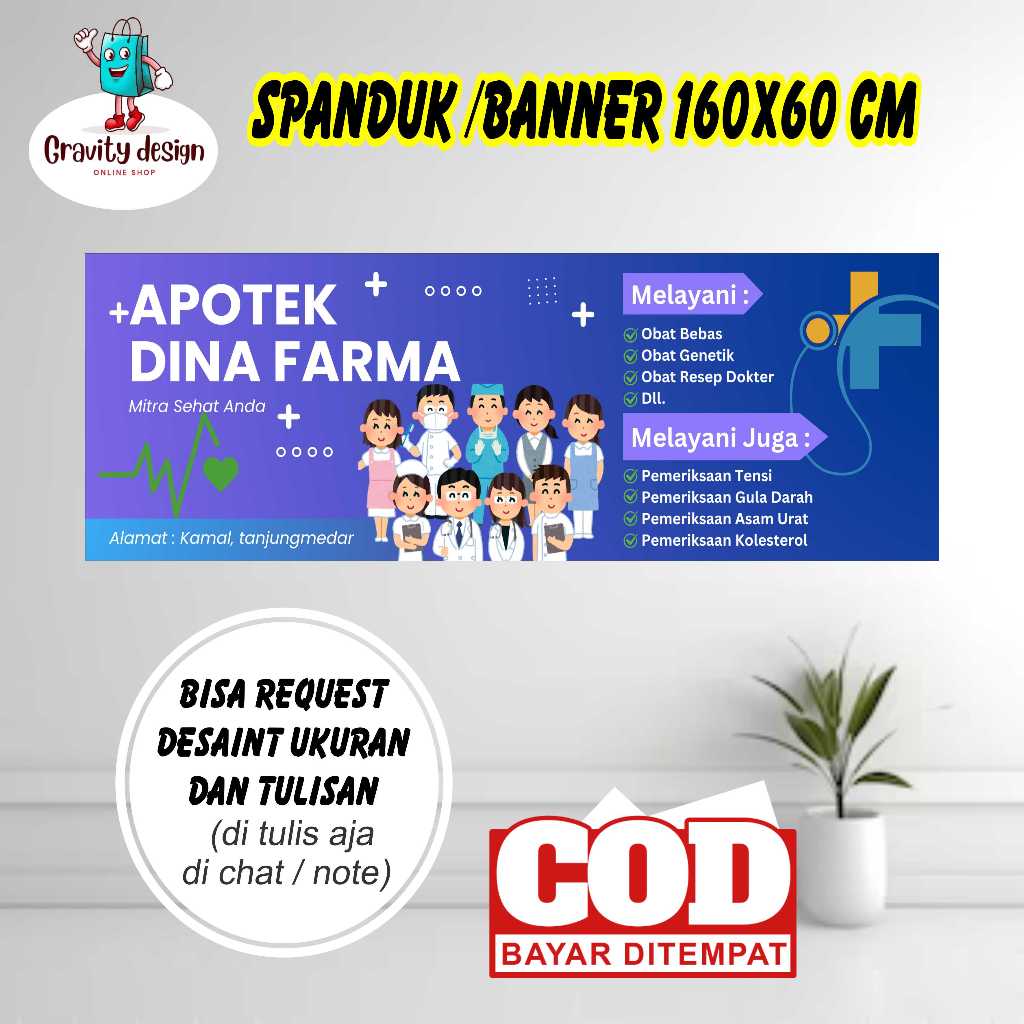 Jual SPANDUK BANNER APOTEK BISA REQUEST DESAIN & UKURAN | Shopee Indonesia