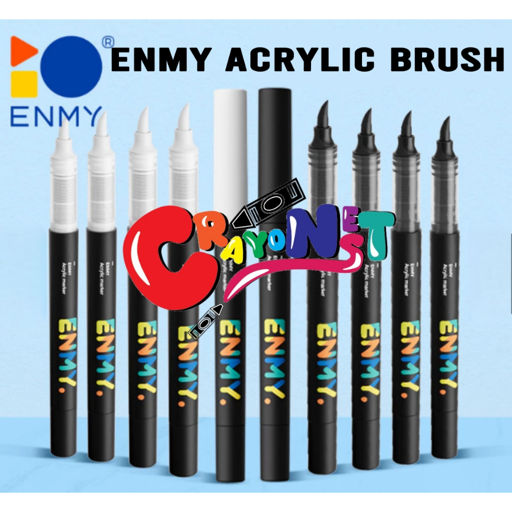 Jual ENMY Acrylic Marker Hitam Putih Satuan / Brush pen / Acrylic hitam ...
