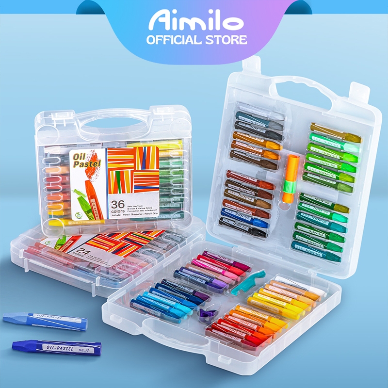 Jual [READY] Aimilo Oil Pastel Crayon 24/36/48 Warna Crayon Set Krayon ...