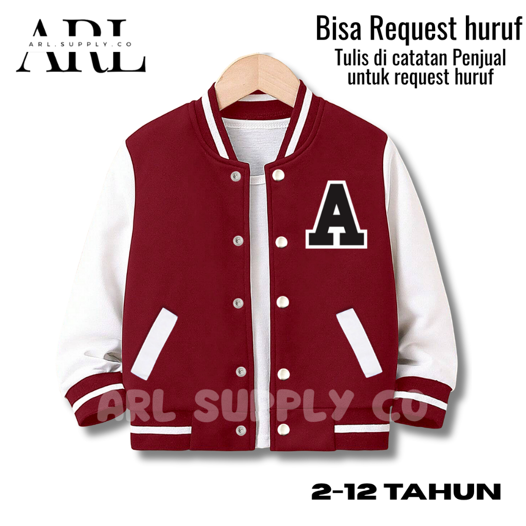 Jual ARLSUPPLY.CO -Jaket Anak Varsity Inisial A-Z FREE REQUEST INISIAL ...